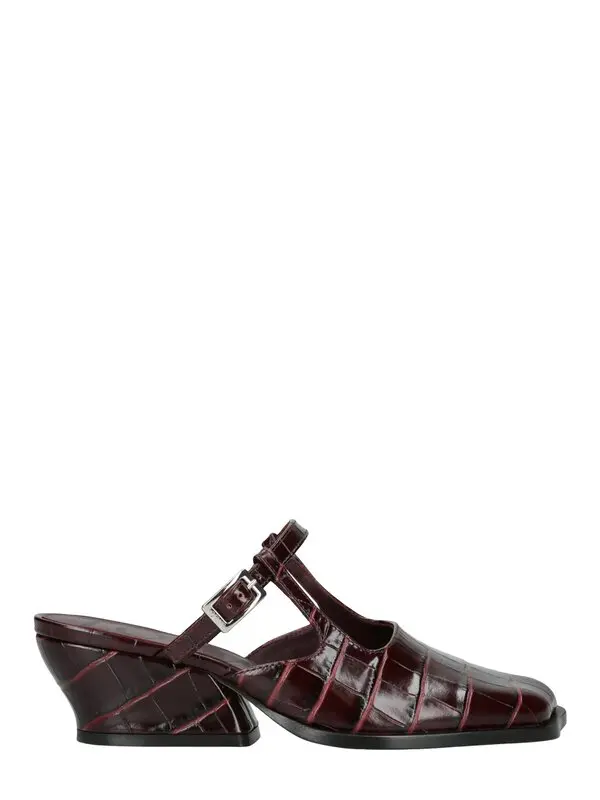 Loewe Leather Onda Mary Jane Mules - Burgundy