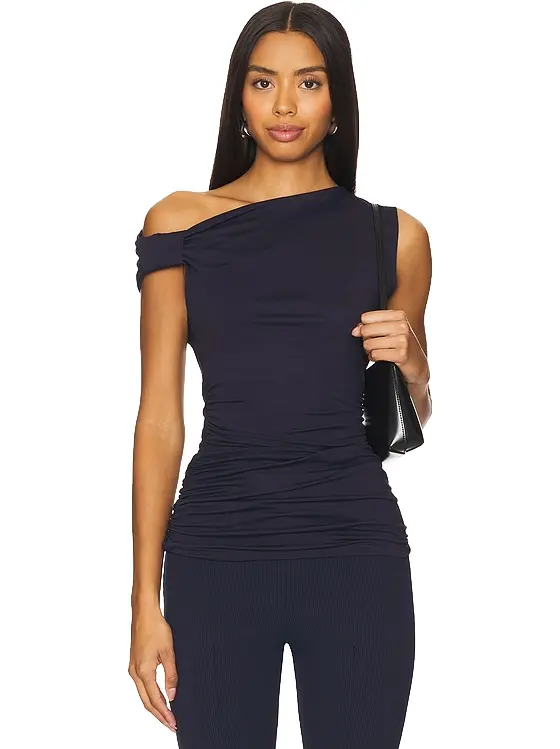 Susana Monaco Asymmetric Gathered Top - Midnight