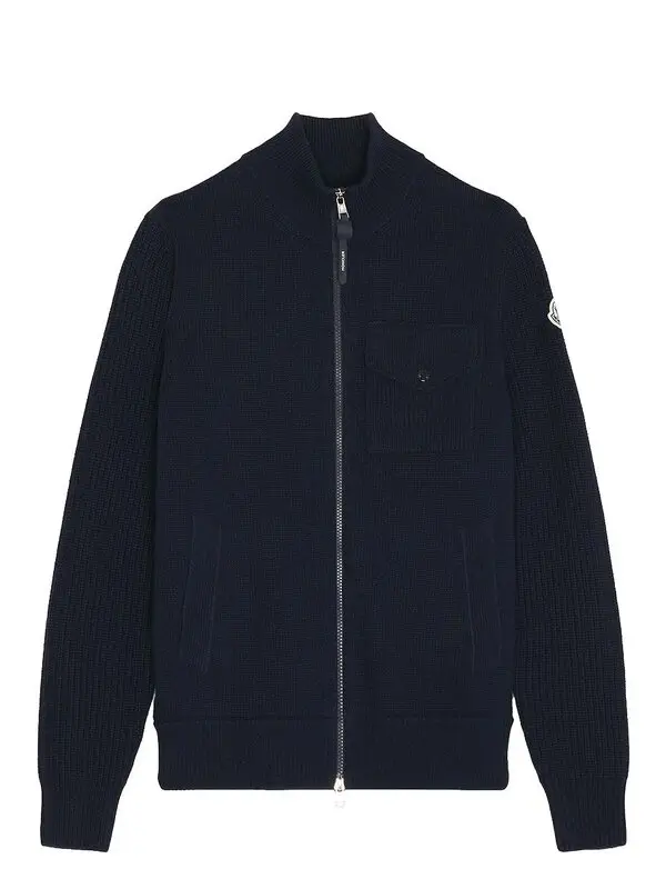 Moncler Zip Up Cardigan - Dark Blue