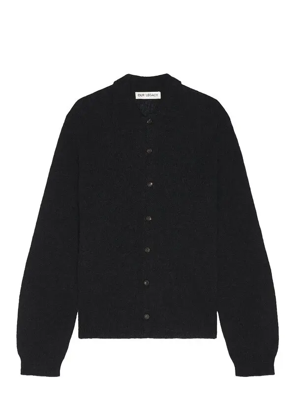 Our Legacy Evening Polo In Black - Black Fuzzy Alpaca