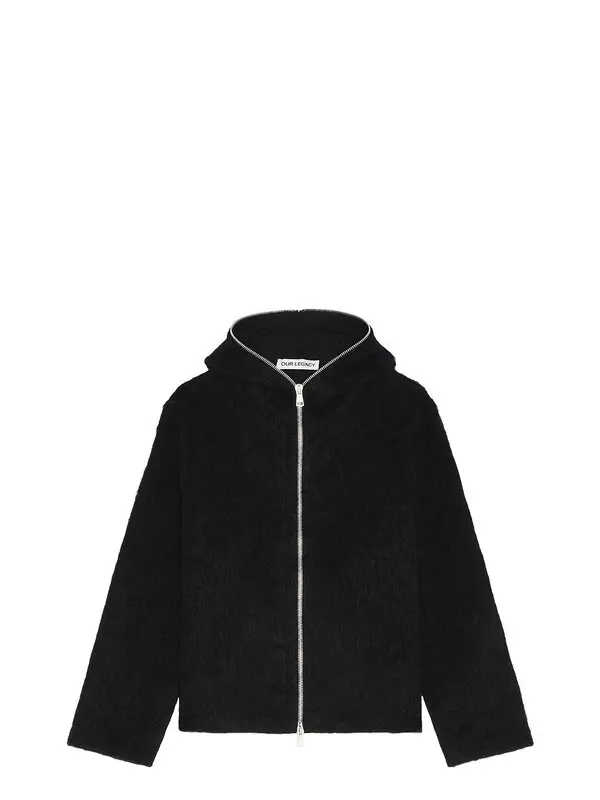 Our Legacy Full Zip Hood - Black Hairy Wool