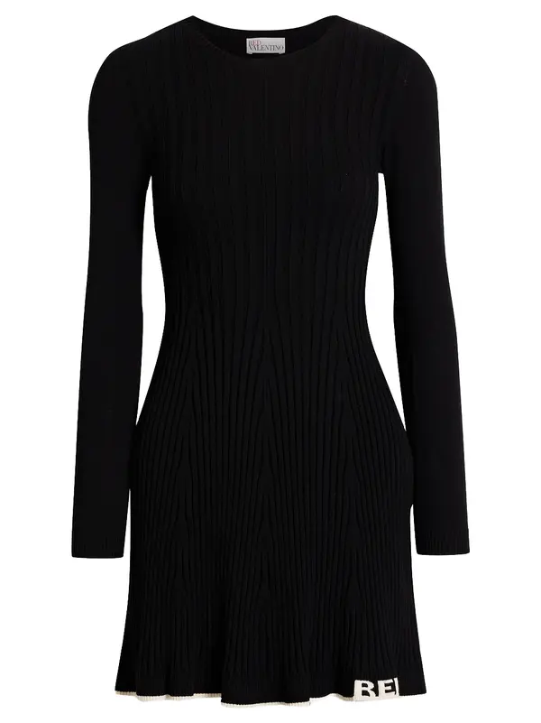 Red Valentino Ribbed-knit Mini Dress - Black