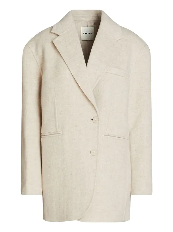 Sandro Wool-blend Felt Blazer - Beige