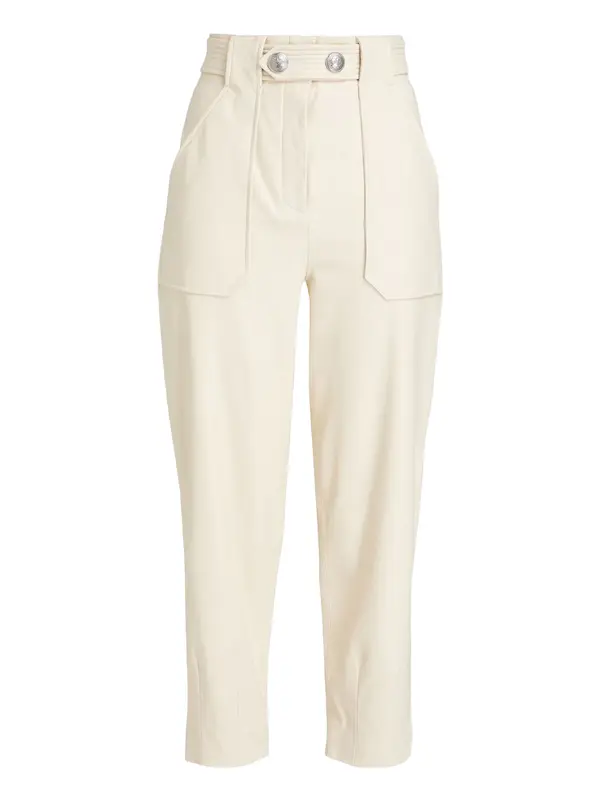 Veronica Beard Atala Cropped Tapered Trousers - Ecru