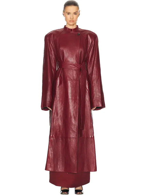 Khaite Rothen Leather Coat - Oxblood