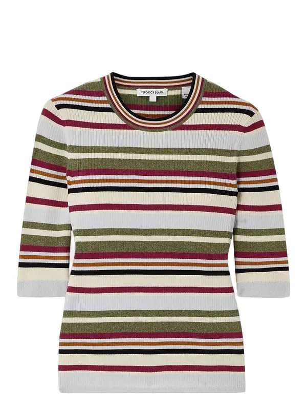 Veronica Beard Kavya Striped Ribbed-knit Sweater - Multicolor
