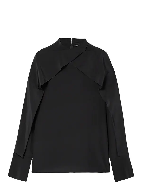 JOSEPH Bailie Draped Silk Crepe De Chine Blouse - Black