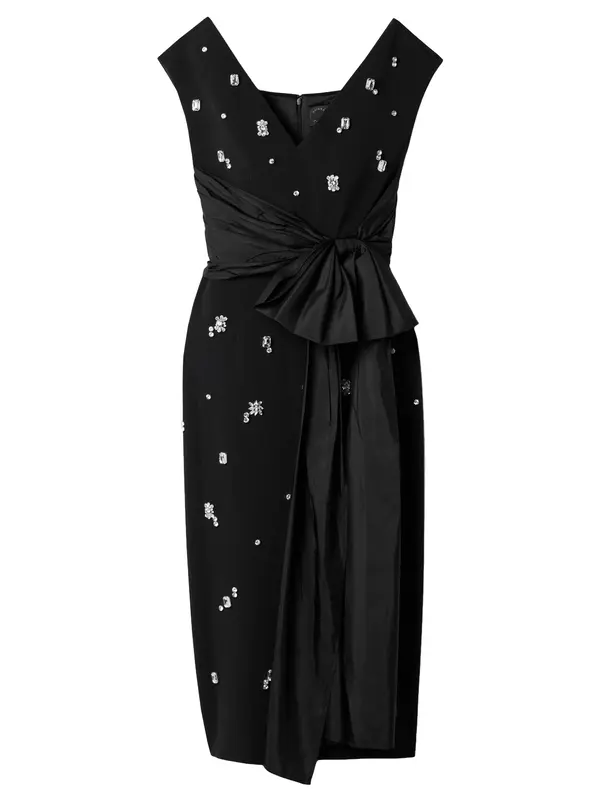 Huishan Zhang Kinsley Crystal-embellished Crepe Midi Dress - Black