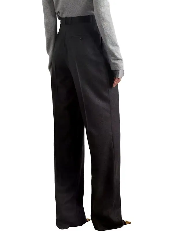 Saint Laurent Pleated Cashmere-twill Wide-leg Trousers - Gray