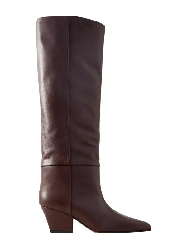 Paris Texas Jane Leather Knee High Boots - Brown