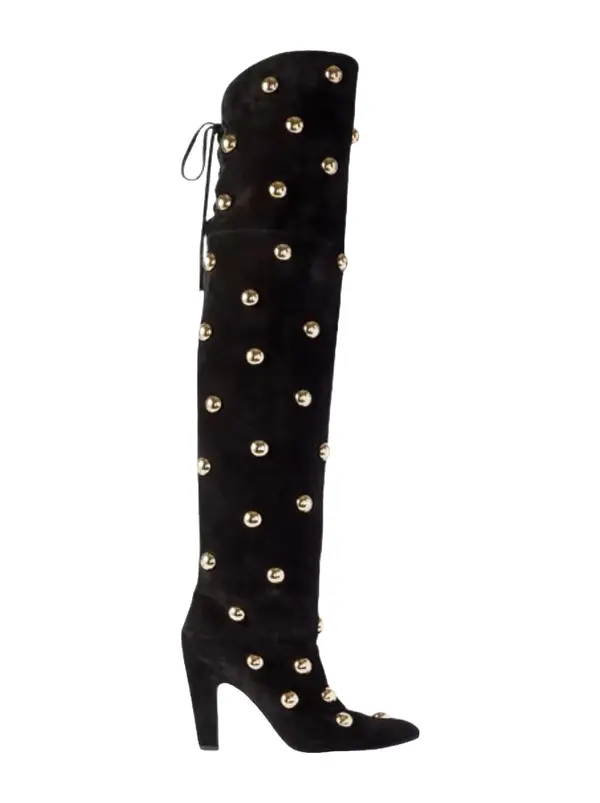 Chloé Studded Suede Over-the-knee Boots - Black