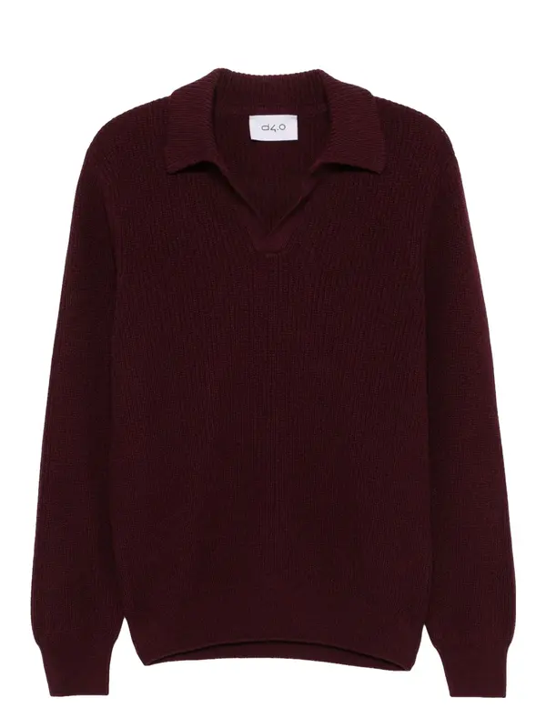 D4.0 Virgin Wool Polo Sweater - Red
