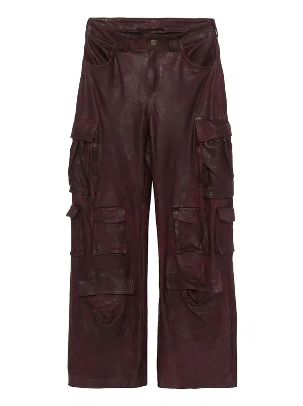 SALVATORE SANTORO Leather Cargo Pants - Red