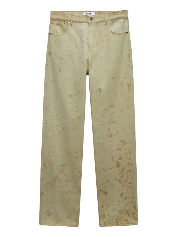 MSGM Tie-dye Print Cotton Jeans - Neutrals