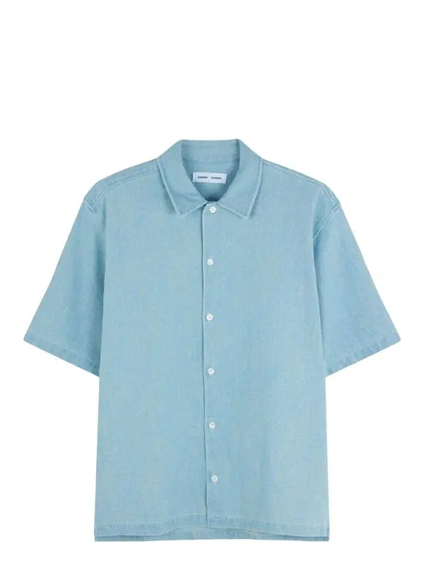 SAMSOE SAMSOE Short-sleeve Denim Shirt - Blue
