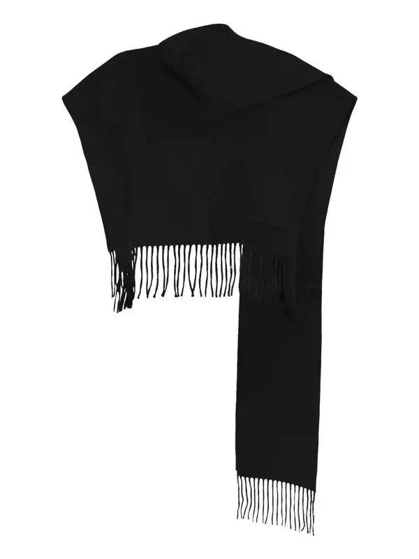 Goen.j Fringed Muffler Poncho - Black