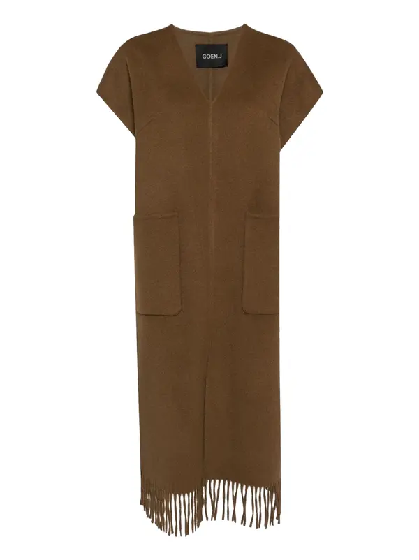 Goen.j Double-faced Fringed Dress - Brown