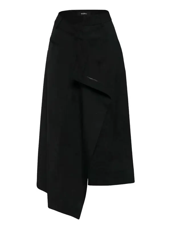 Goen.j Asymmetric Draped Skirt - Black