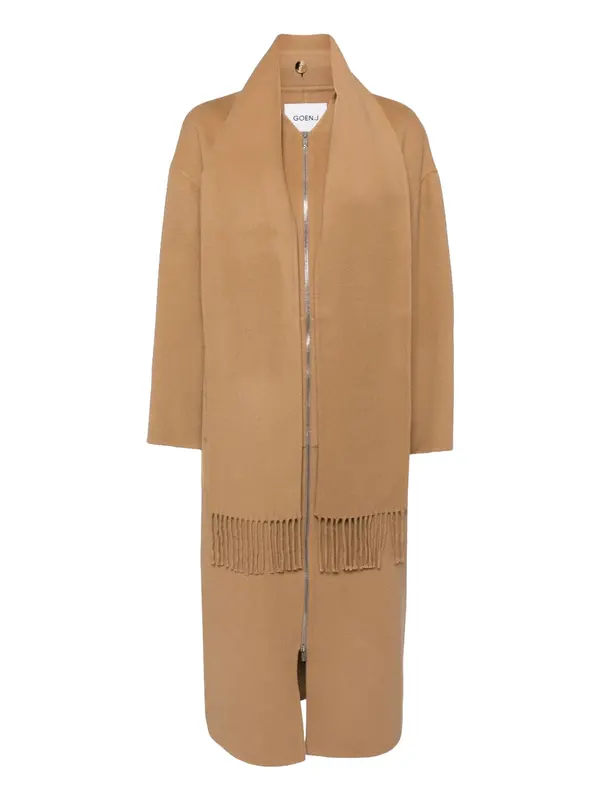 Goen.j Detachable-muffler Zip-up Coat - Neutrals