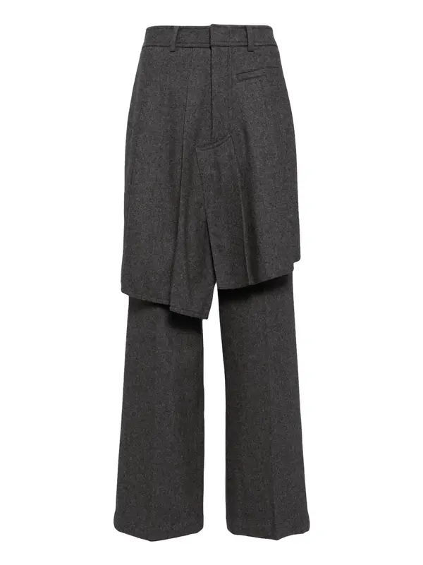 Goen.j Asymmetric Pleated Straight Pants - Grey