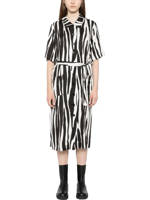 AGNÈS B. Zebra-printed Midi Shirt Dress - Black