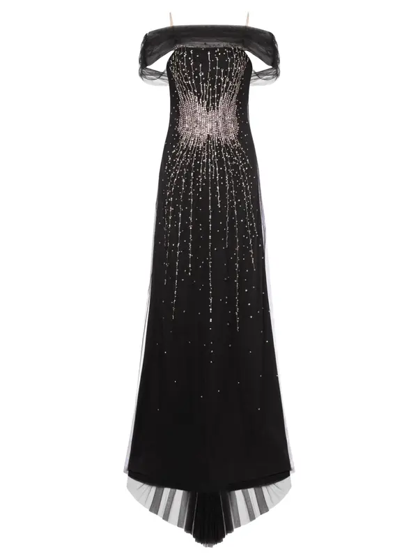 Alberta Ferretti Sequin Embellishment Train Dress - Black
