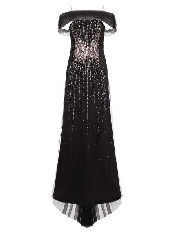 Alberta Ferretti Sequin Embellishment Train Dress - Black
