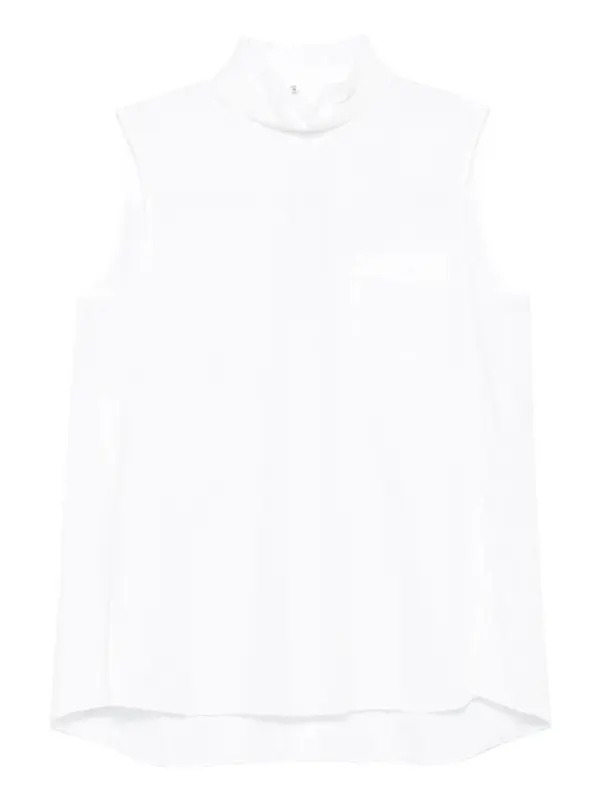 Sacai Rear-button Mock-neck Blouse - White