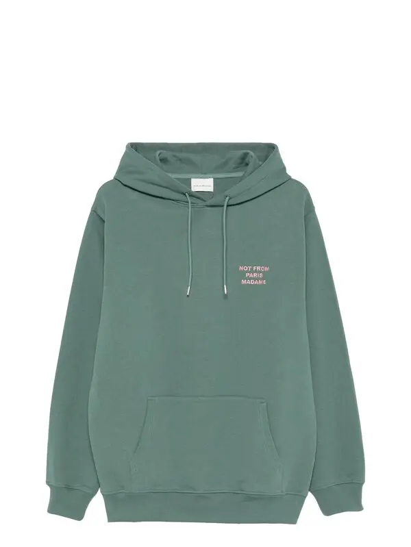 Drole De Monsieur Slogan-print Hoodie - Green