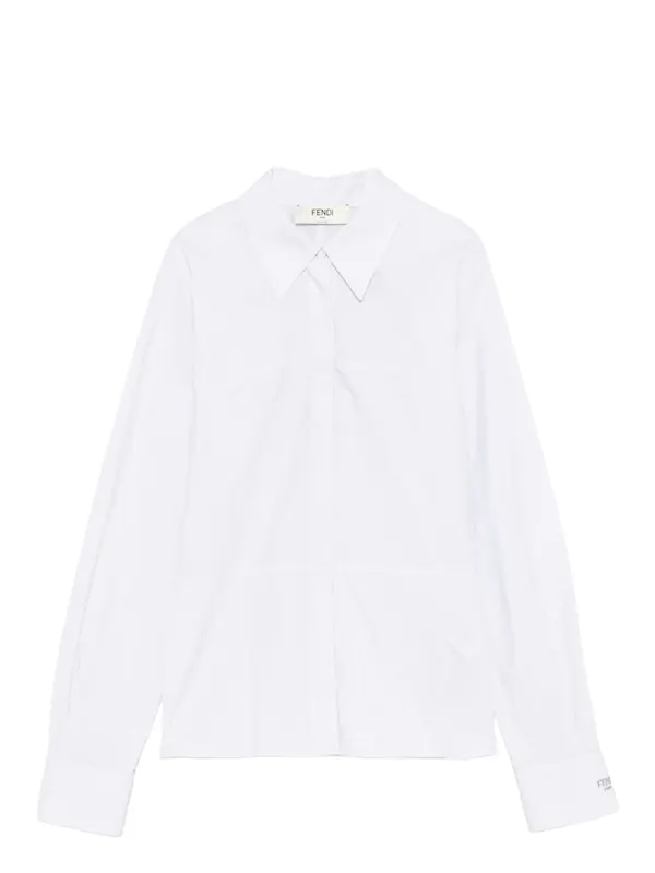 Fendi Striped Cotton Poplin Shirt - White