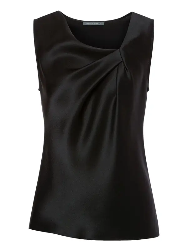 Alberta Ferretti Sleeveless Satin Blouse - Black