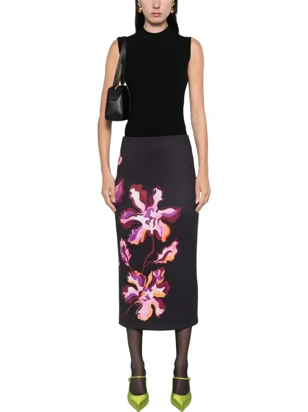 Dorothee Schumacher Flame Flower Printed Skirt - Black