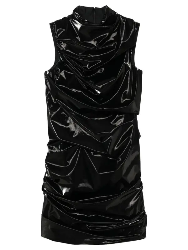 Alexander McQueen Laminated Mini Dress - Black