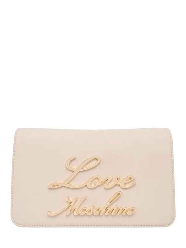 Moschino Logo Plaque Shoulder Bag - Neutrals