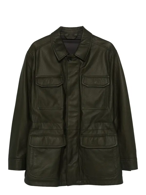 Brioni Leather Sahariana Jacket - Green