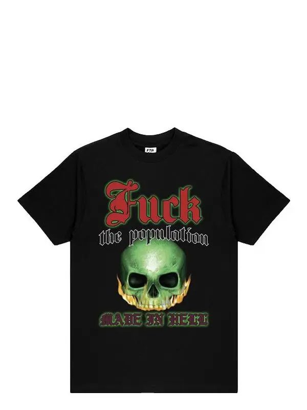 FTP Flaming Skull Tee Shirt - Black