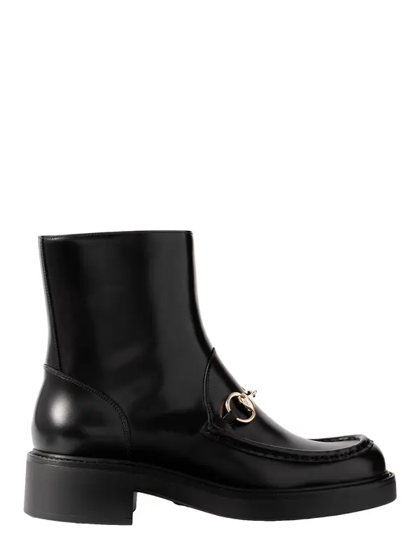 Gucci Horsebit-embellished Patent-leather Ankle Boots - Black
