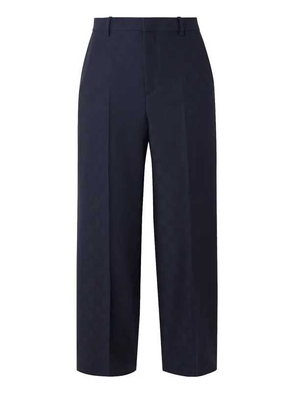 Gucci Cropped Wool-jacquard Straight-leg Pants - Blue