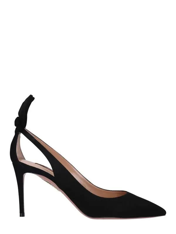 AQUAZZURA Suede Bow Tie Pumps 85 - Black