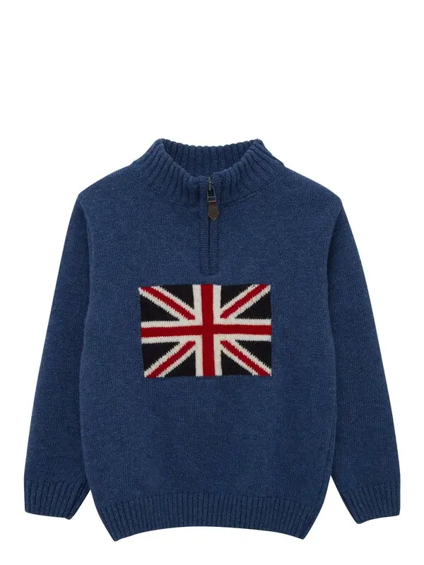 Trotters George Half-zip Sweater - Blue