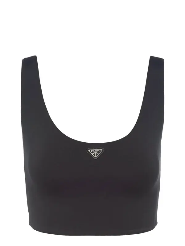Prada Sleeveless Triangle Crop Top - Black