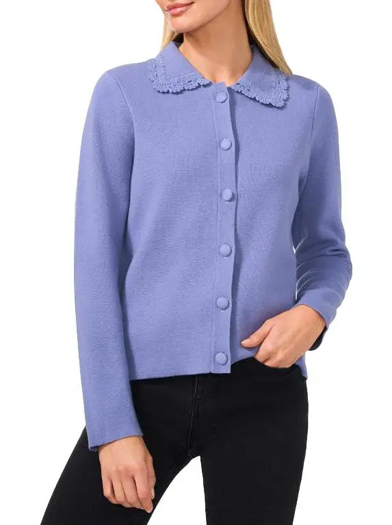 CECE DUPRAZ Collared Cardigan - Blue Blossom