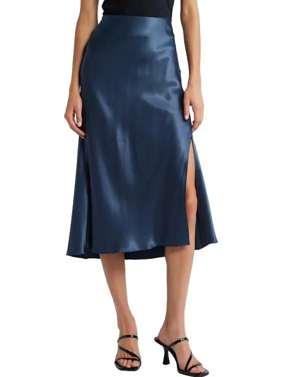 Rails Maya Satin Midi Skirt - Deep Sea