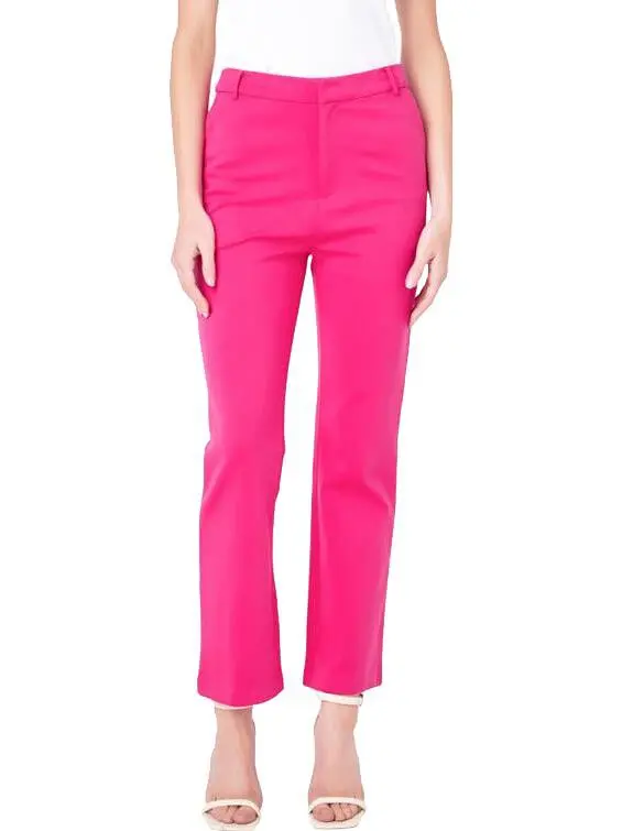 English Factory High Waist Straight Leg Pants - Fuchsia