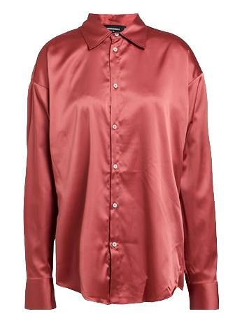 Dsquared2 Satin Shirt With Crystal Detail - Rust