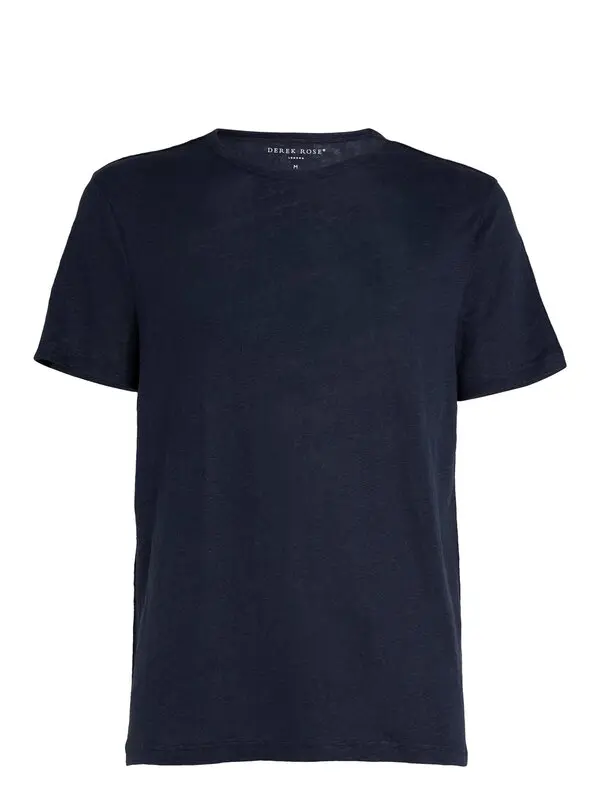Derek Rose Linen Jordan T-shirt - Navy