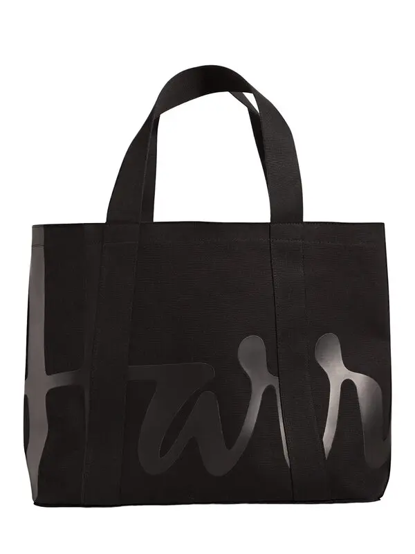 Harrods Cotton Logo Tote Bag - Black