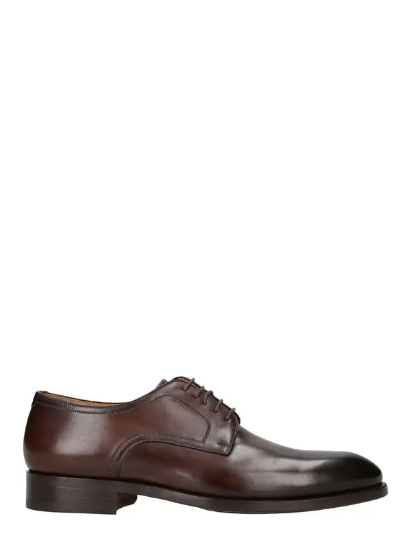 Magnanni Leather Stitch Flex Derby Shoes - Brown