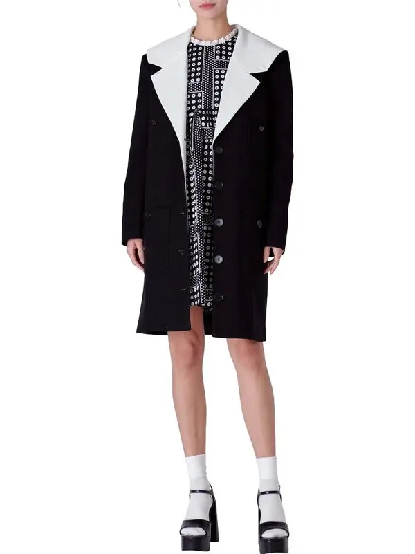 English Factory Sailor Collar Coat - Black/ White