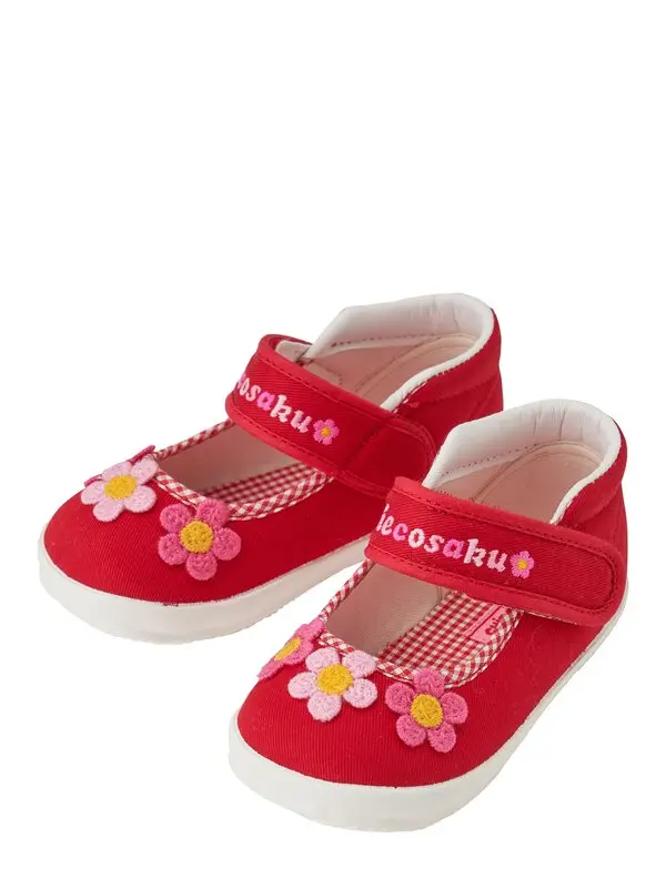 MIKI HOUSE Flower-embroidered Shoes - Red